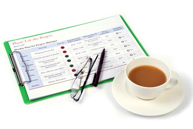 Weekly plan on clipboard stock photo. Image of book, note - 36323128