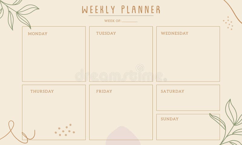 Weekly Planner with Abstract Pattern Design, Vector. Modern Design with ...