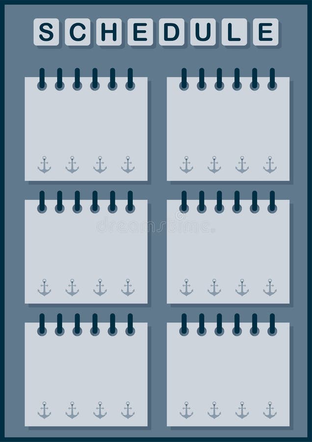 Daily and Weekly Planner with Anchor Stock Vector - Illustration of ...