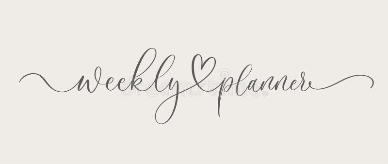 Weekly Planner Black Calligraphy Inscription, Stationery Organizer for ...