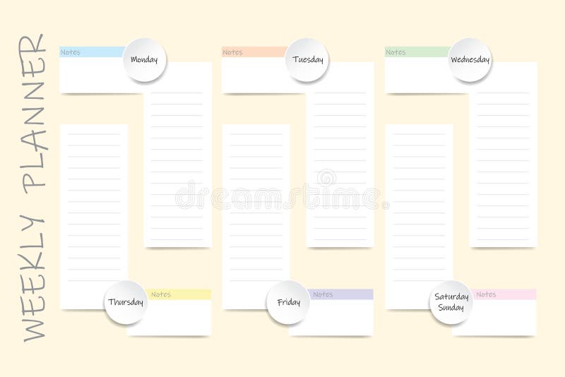 Weekly Planner Infographic Vector Stock Vector - Illustration of simple ...