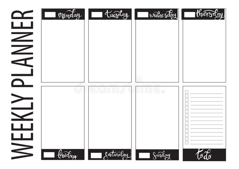 Weekly Planner Design Template Vector Isolated, Schedule Stock ...