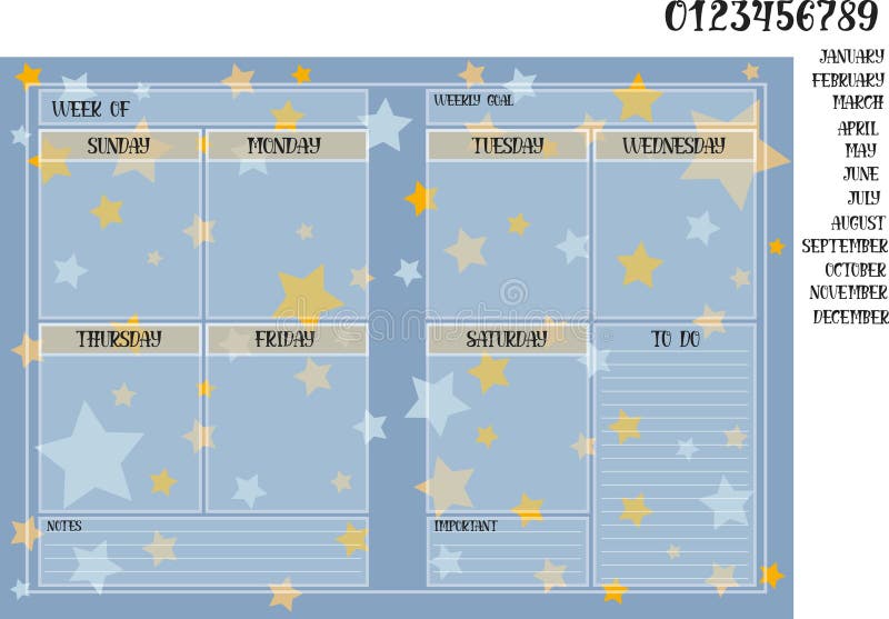 Planner Stars Weekly Stock Illustrations – 161 Planner Stars Weekly ...