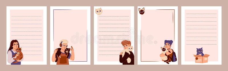 A Weekly Planner with Cats and Their Owners. Stock Vector ...
