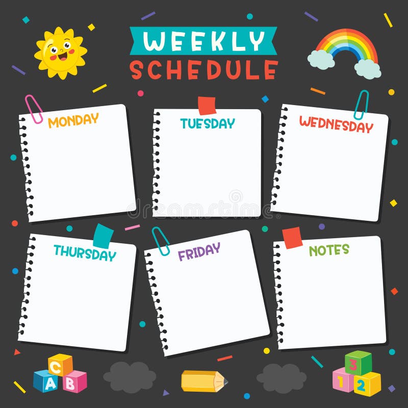 Daily and Weekly Planner for Children Stock Vector - Illustration of ...
