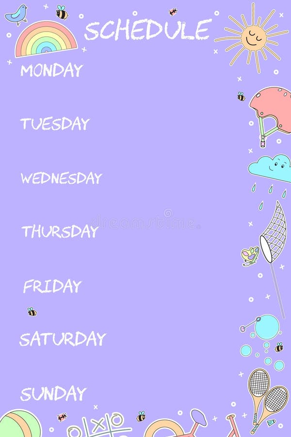Daily and Weekly Planner for Children Stock Vector - Illustration of ...