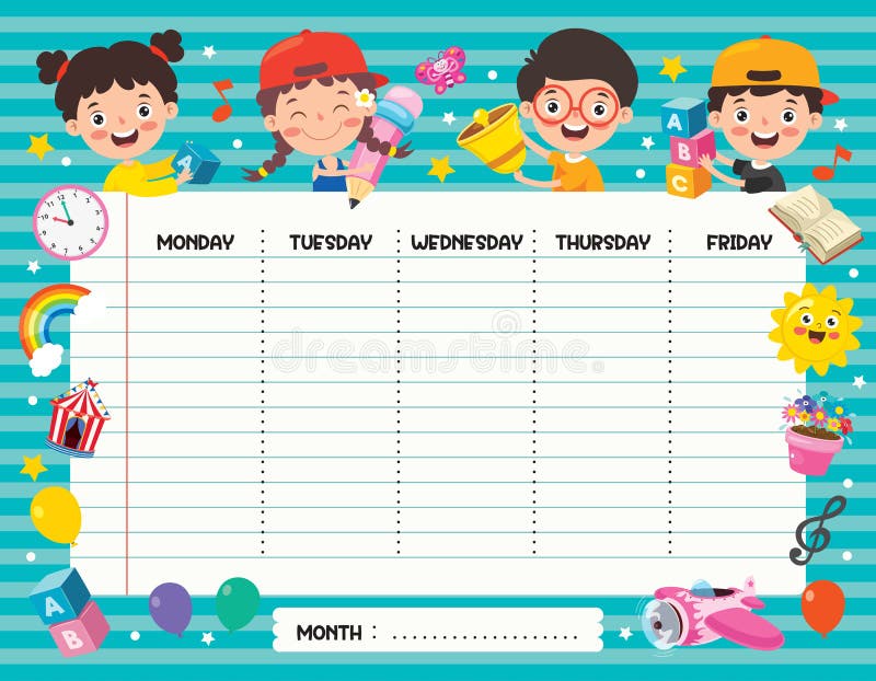 Daily and Weekly Planner for Children Stock Vector - Illustration of ...