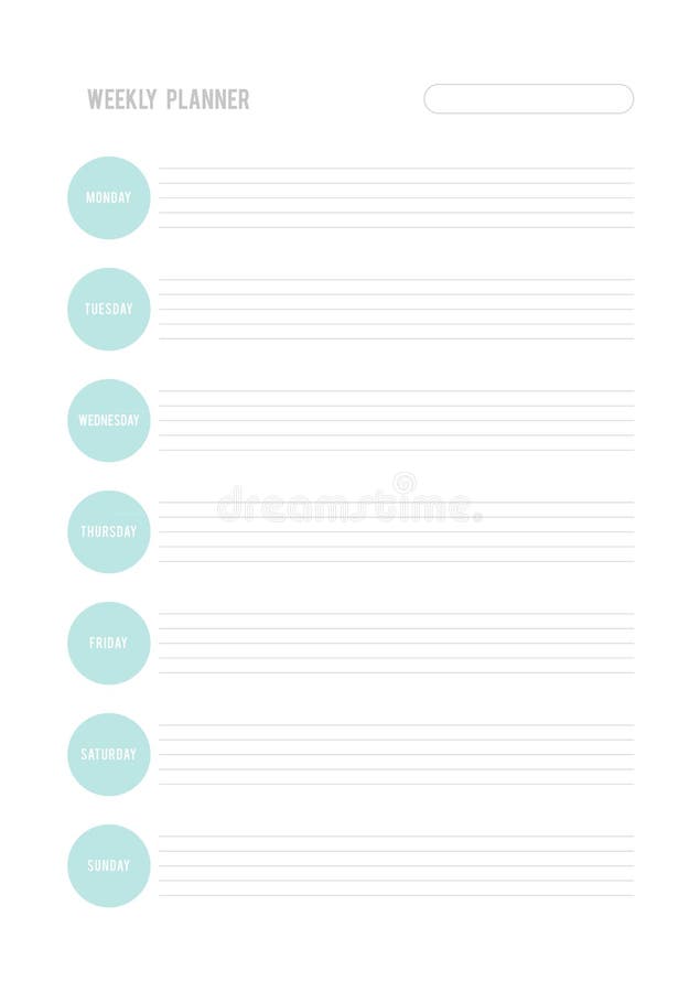 Weekly Planner with Circles. Printable Template. Vector Illustration ...