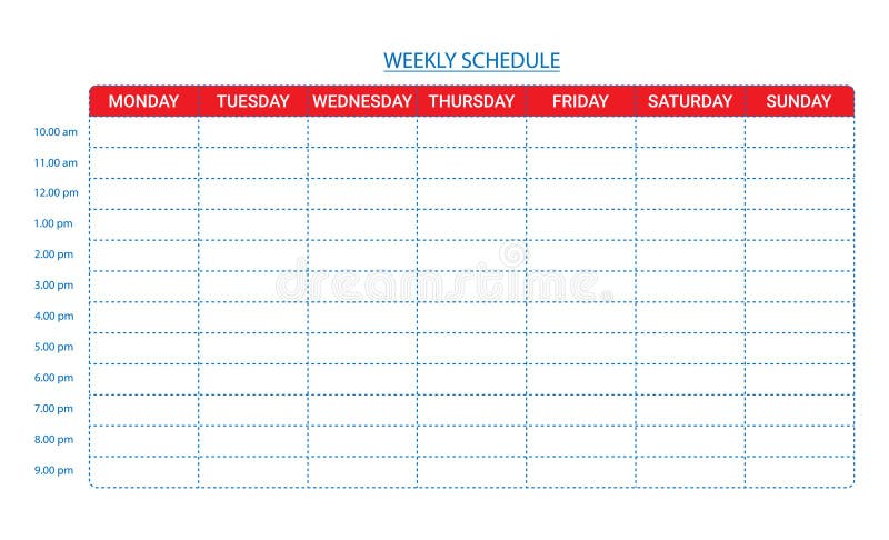 Weekly Planner. 7 Days Planning Schedule Vector. daily Planner. Stock ...