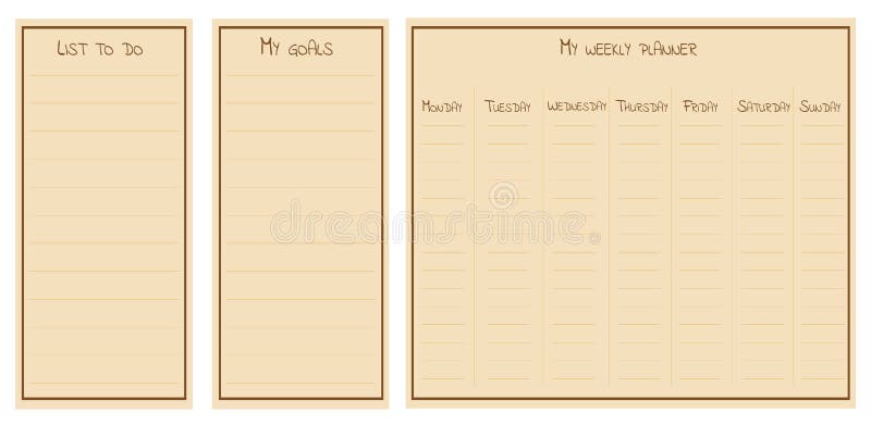 Weekly Planner with Decor, Format A4 Stock Illustration - Illustration ...