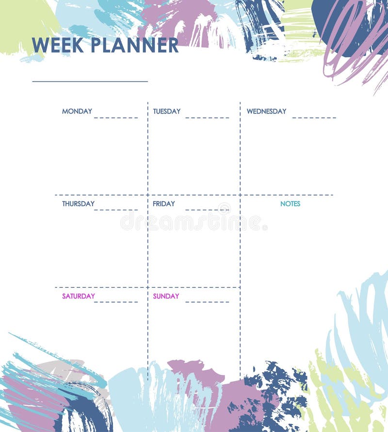 Weekly planner design stock vector. Illustration of clipart - 95686473