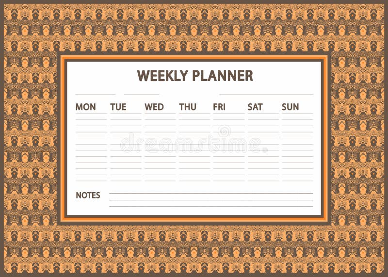 Weekly Planner Design. Vector Ornamental Frame Stock Vector ...