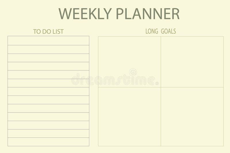 Weekly Planner Goal Setting Notepad Stock Vector - Illustration of ...