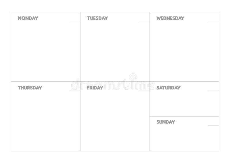 Weekly Planner Grey Color. Square Format. Printable Template. Vector ...