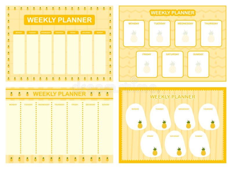 Weekly Planner, Kids Schedule Design Template Stock Vector ...