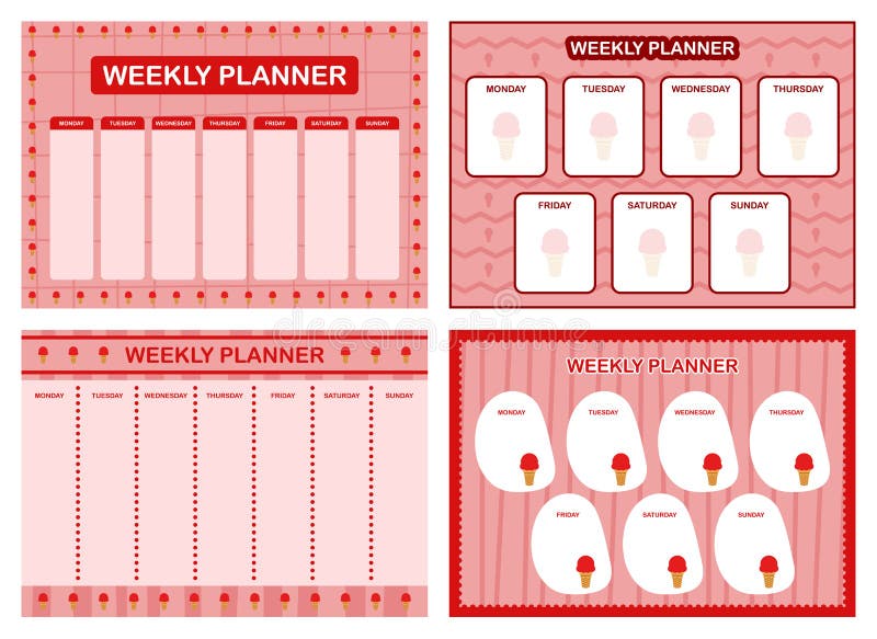 Weekly Planner, Kids Schedule Design Template Stock Vector ...