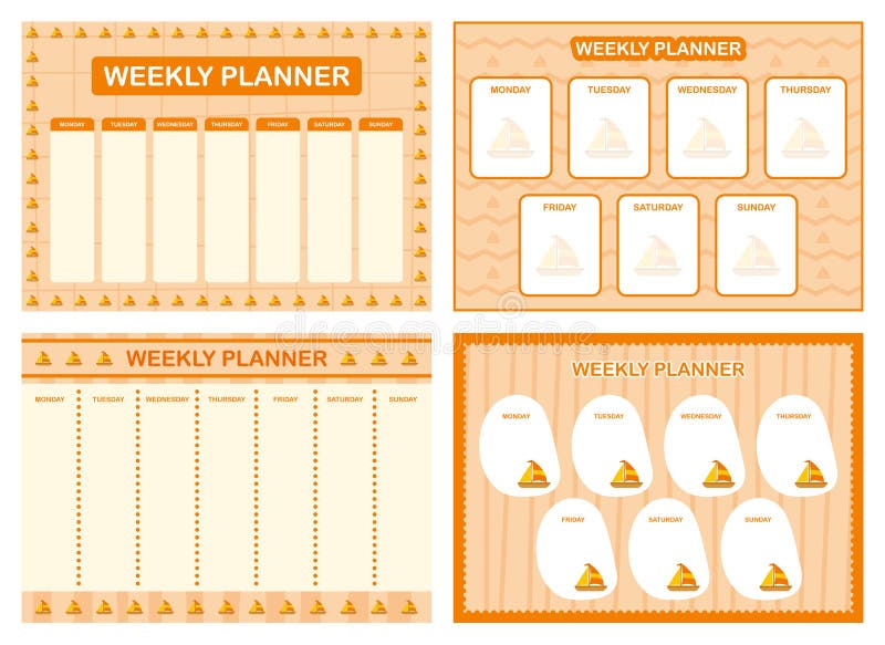 Weekly Planner, Kids Schedule Design Template Stock Vector ...