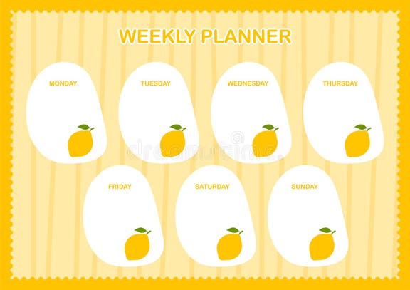 Daily and Weekly Planner with Lemon Stock Vector - Illustration of ...