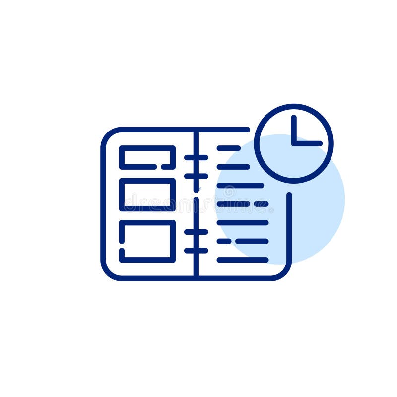 Weekly Planner Notebook with Clock Deadline Symbol. Pixel Perfect ...