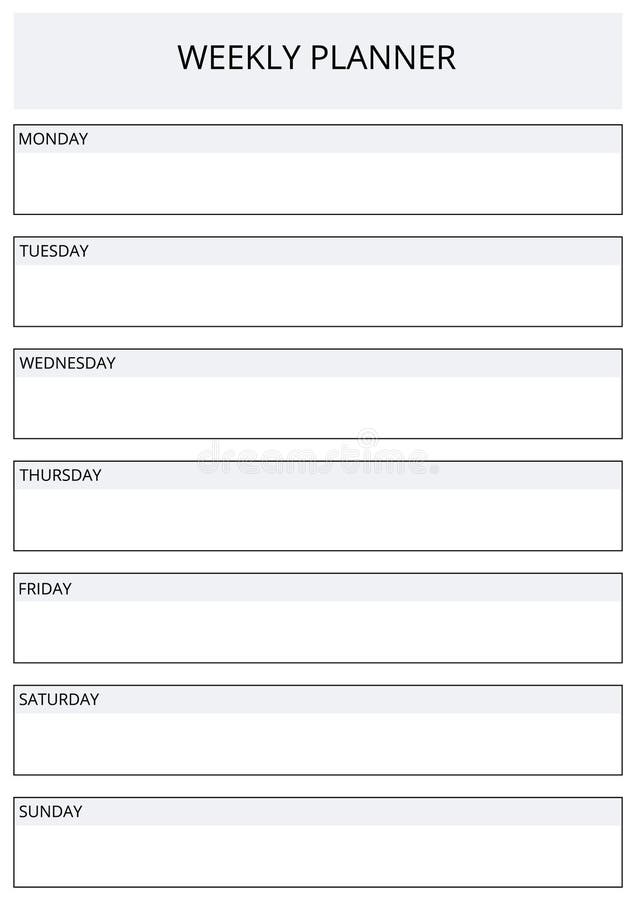 Weekly Planner Notebook Page. Modern Business Organizer with Notes and ...