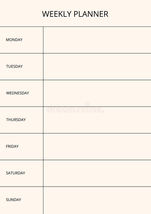 Weekly Planner Notebook Page. Modern Business Organizer with Notes and ...