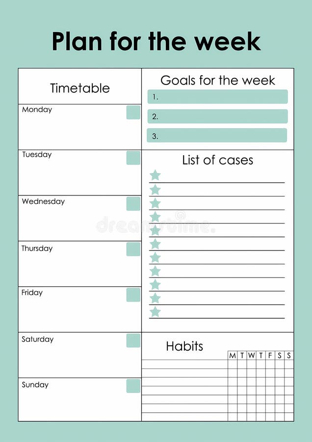 Week Plan Stock Illustrations – 66,443 Week Plan Stock Illustrations ...