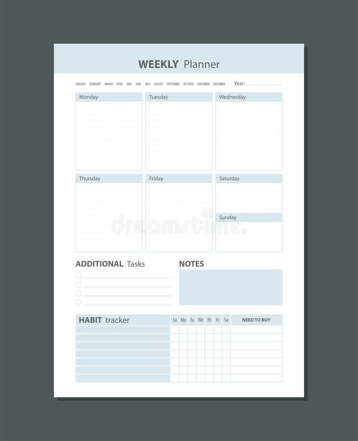 Weekly Planner for Planning Tasks for the Whole Day Business Tasks and ...