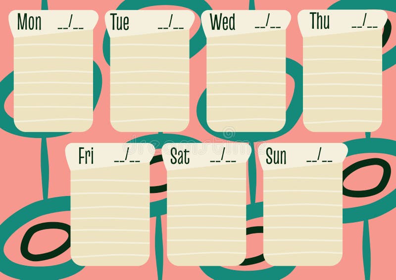 A Weekly Planner in a Retro Style. Mid-Century Modern Style Design ...