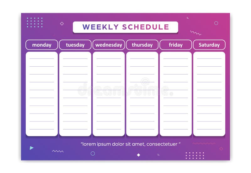 Weekly Planner Schedule Black White Creative Simple Style Vector A3 ...