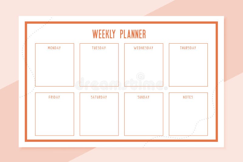 Weekly Planner Schedule Template Design Stock Vector - Illustration of ...