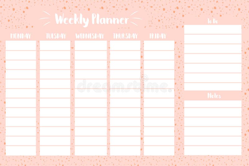 Weekly Planner Schedule Template Sheet Printable Design. To Do List for ...