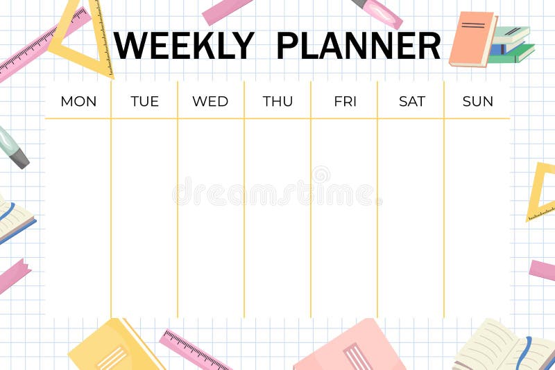 Weekly Planner Template. Organizer and Schedule with Place for Notes ...