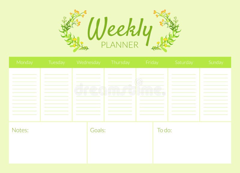Weekly Planner Template, Organizer and Schedule with Place for Notes ...