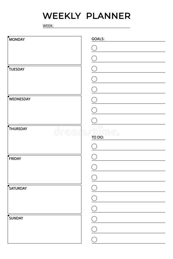 Planner Template Days Stock Illustrations – 15,500 Planner Template ...