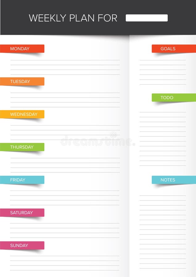 Weekly planner template stock vector. Illustration of organizer - 171588917