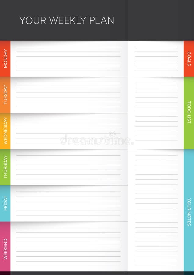 Weekly planner template stock vector. Illustration of page - 170830880