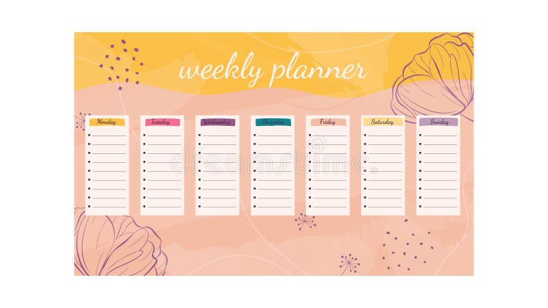 Weekly planner template stock vector. Illustration of text - 256143259