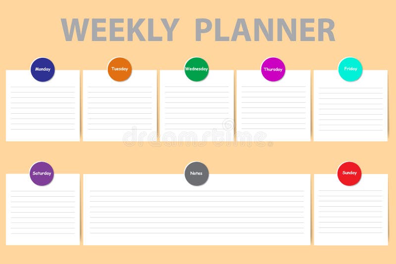 Weekly Schedule with a Chart for Key Tasks Vector Stock Vector ...