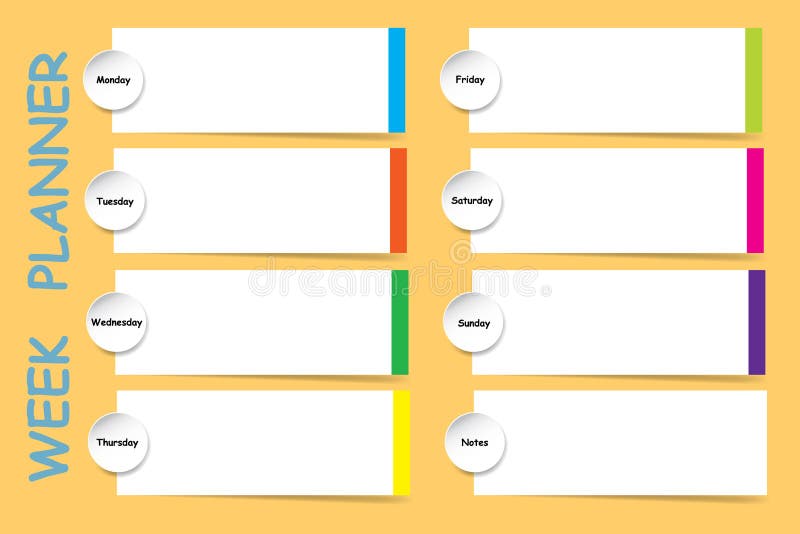 Weekly Planner for School Vector Stock Vector - Illustration of diary ...