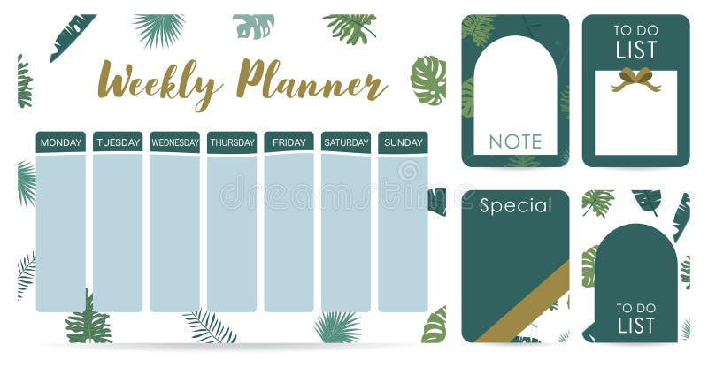 Weekly Planner.week Start on Sunday with Safari Style that Use for ...