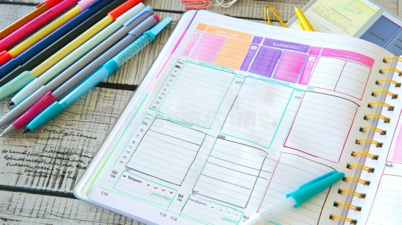 Weekly Planners Page Design with Lines for daily Plans. Diary ...