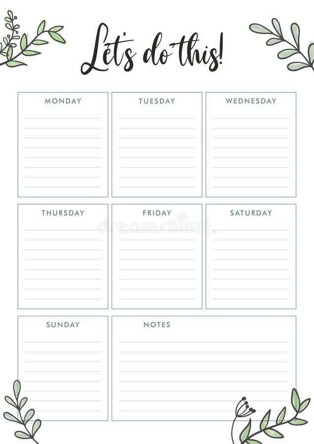 Weekly Printable Planner Schedule for Everyday A4 Stock Photo - Image ...