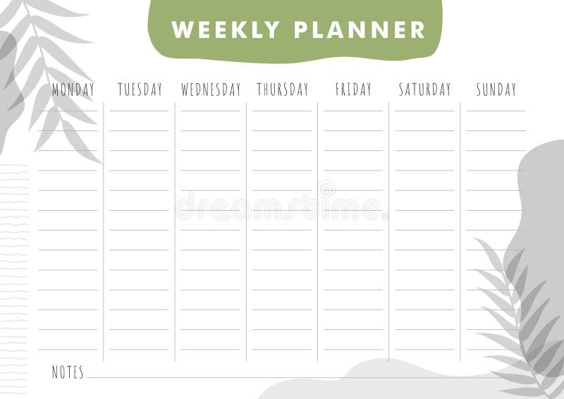 Weekly Printable Planner Schedule for Everyday A4 Stock Photo - Image ...