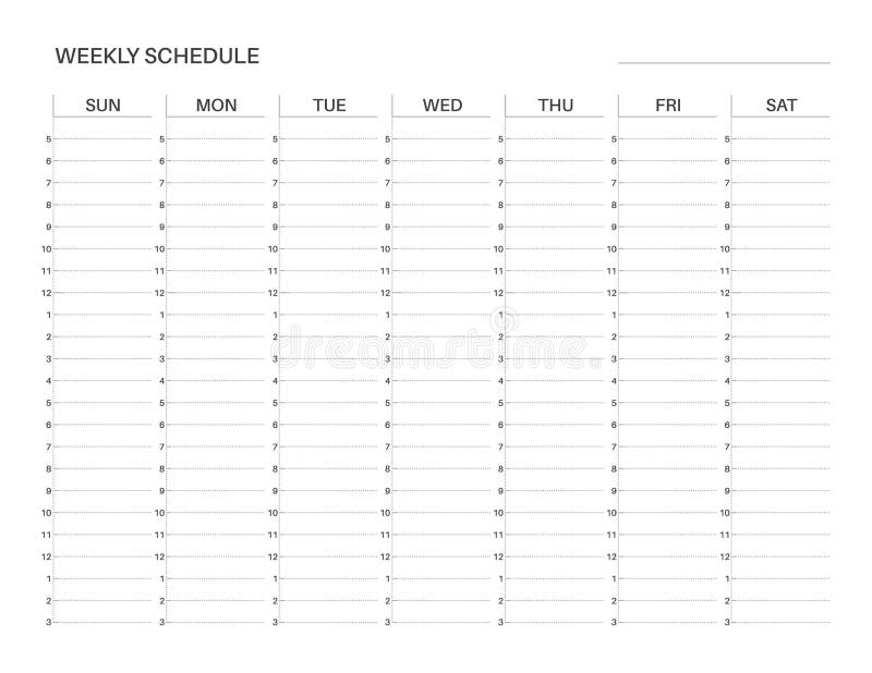 Weekly Printable Planner. Weekly Schedule Template. Sunday Start. Stock ...