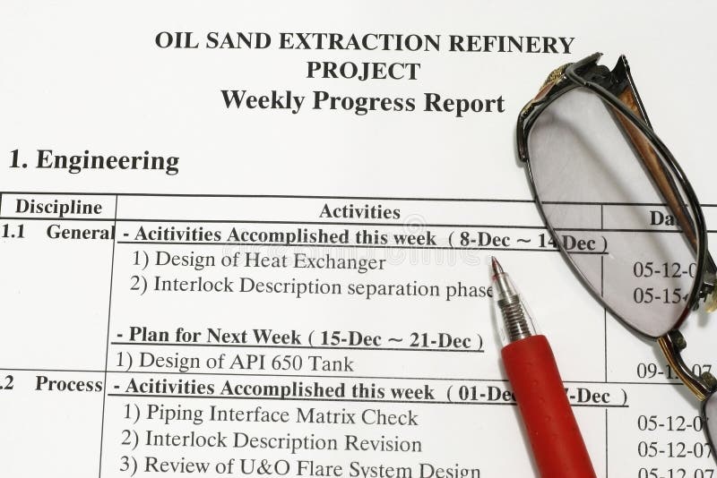 Weekly progress Report stock photo. Image of agenda, report - 5856464