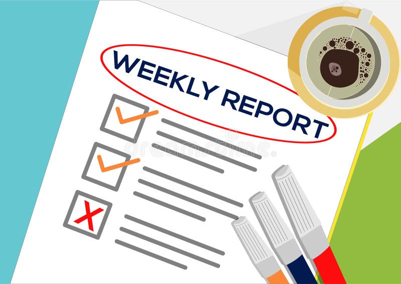 Weekly Report or Planning Icon Concept. One Task Failed. Paper Sheets ...