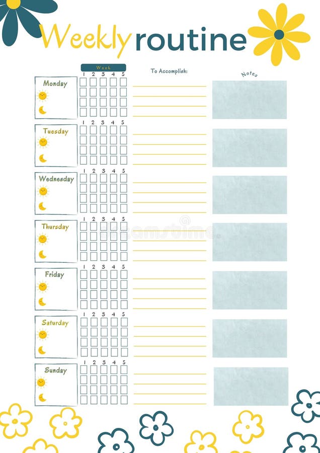 Weekly Routine Planner Digital Planning Insert Sheet Printable Page ...
