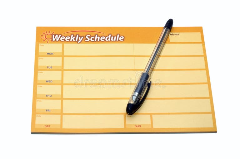 Weekly schedule stock image. Image of white, page, schedule - 7679737