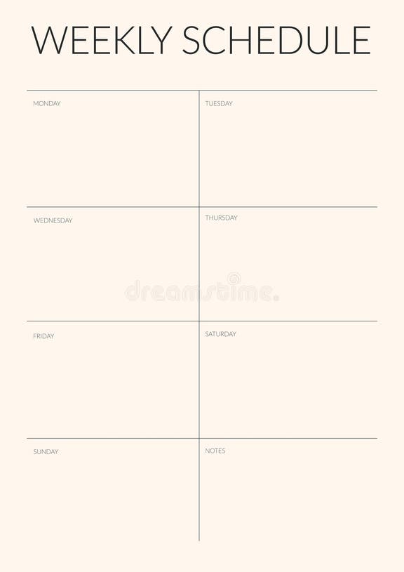 Weekly Schedule Notebook Page. Business Organizer with Notes and Goals ...