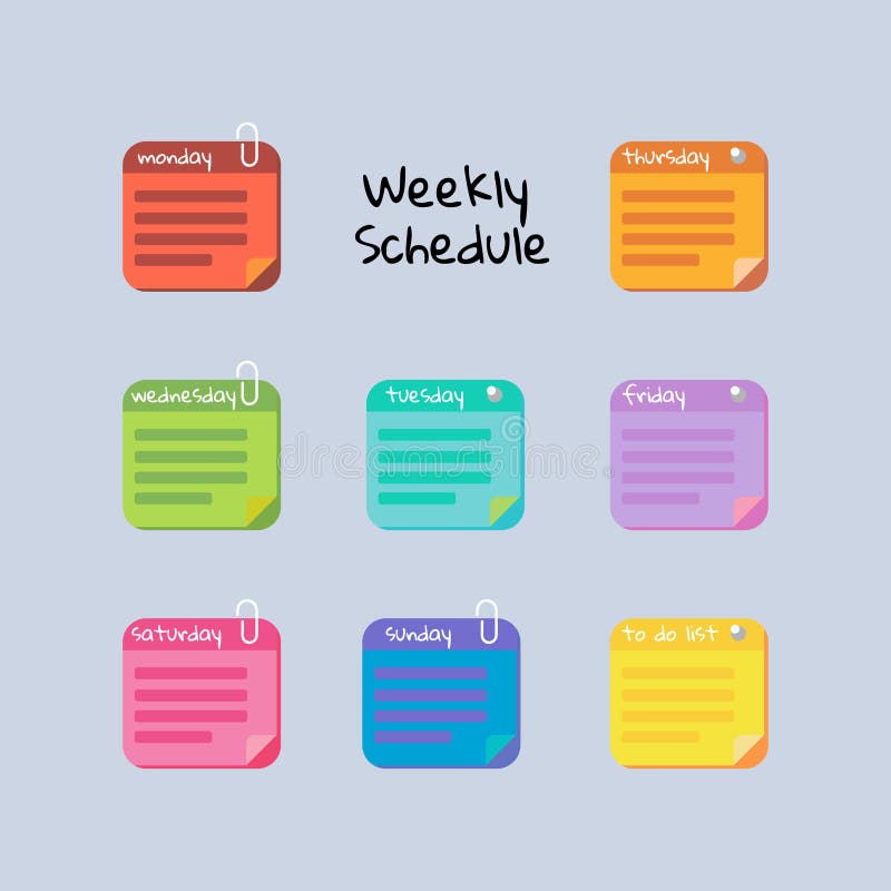 Weekly Schedule Paper Design Background Stock Vector - Illustration of ...